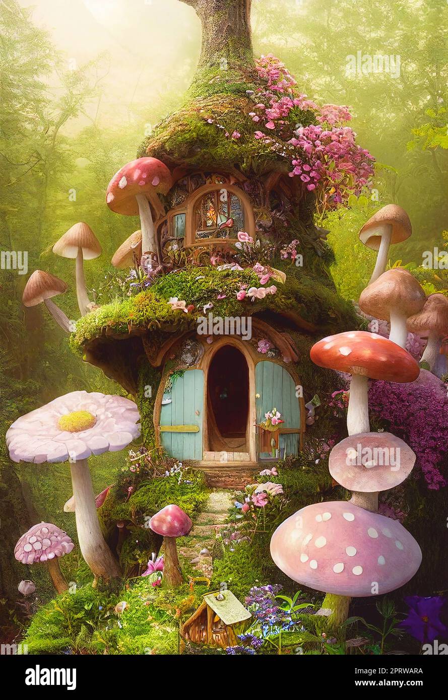 3D illustration of forest house. Magical mushroom house Stock Photo - Alamy