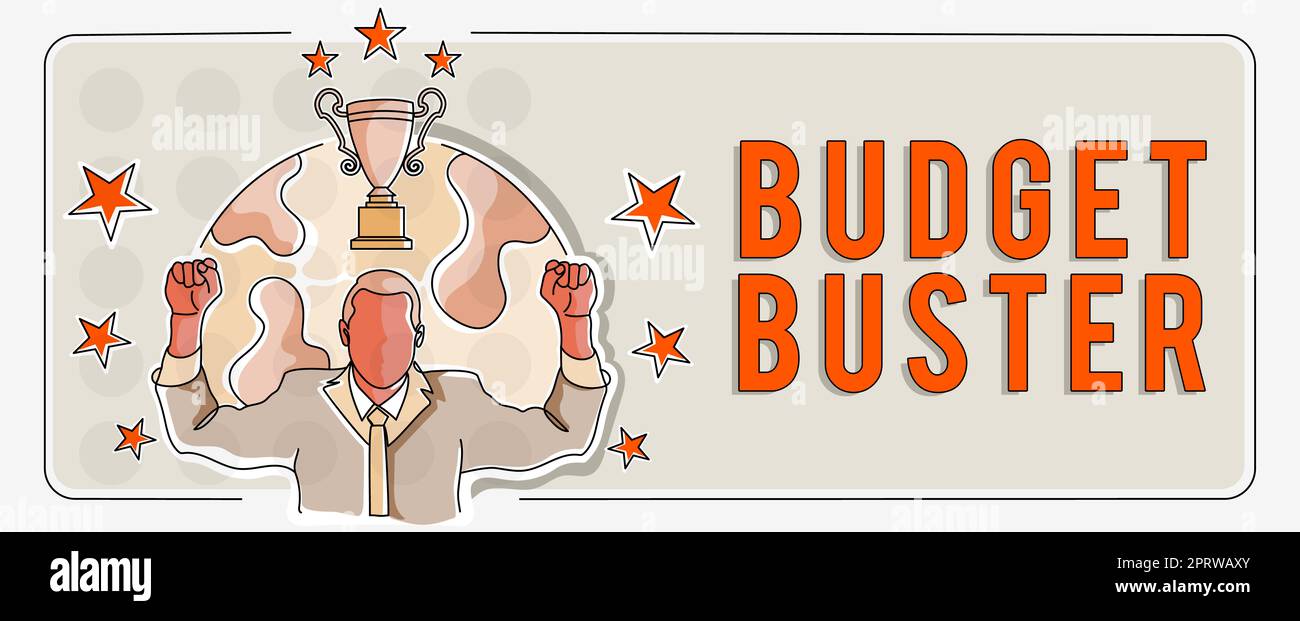 Sign displaying Budget Buster, Business showcase Carefree Spending ...