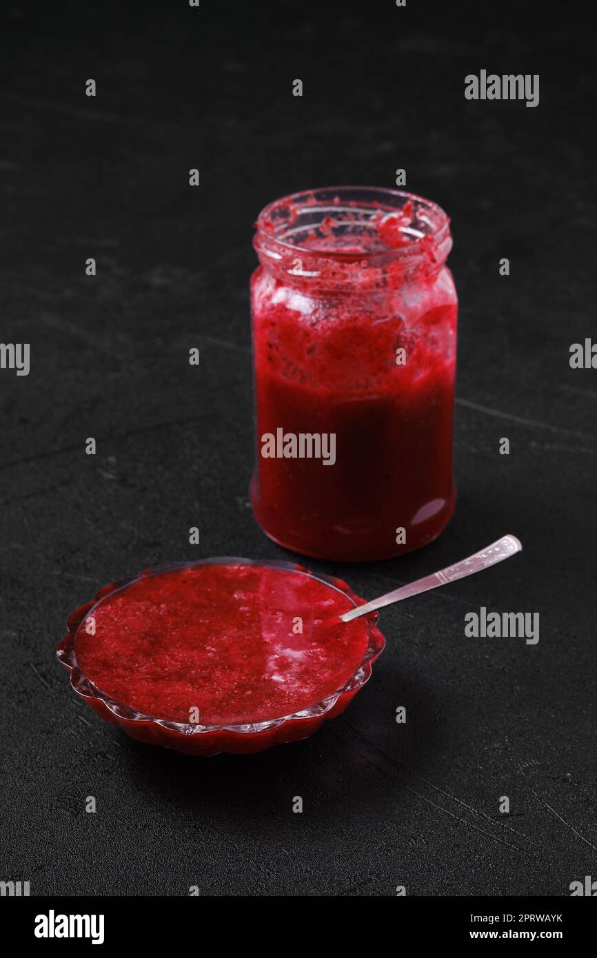 Jar saucer cherry jam hi-res stock photography and images - Alamy