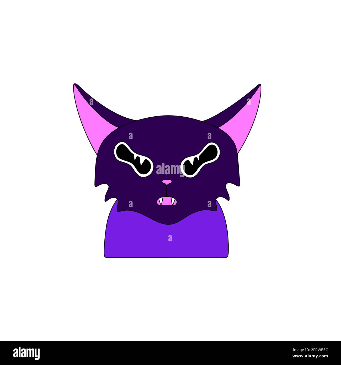 Dark cat. Halloween spooky cartoon character isolated on white ...