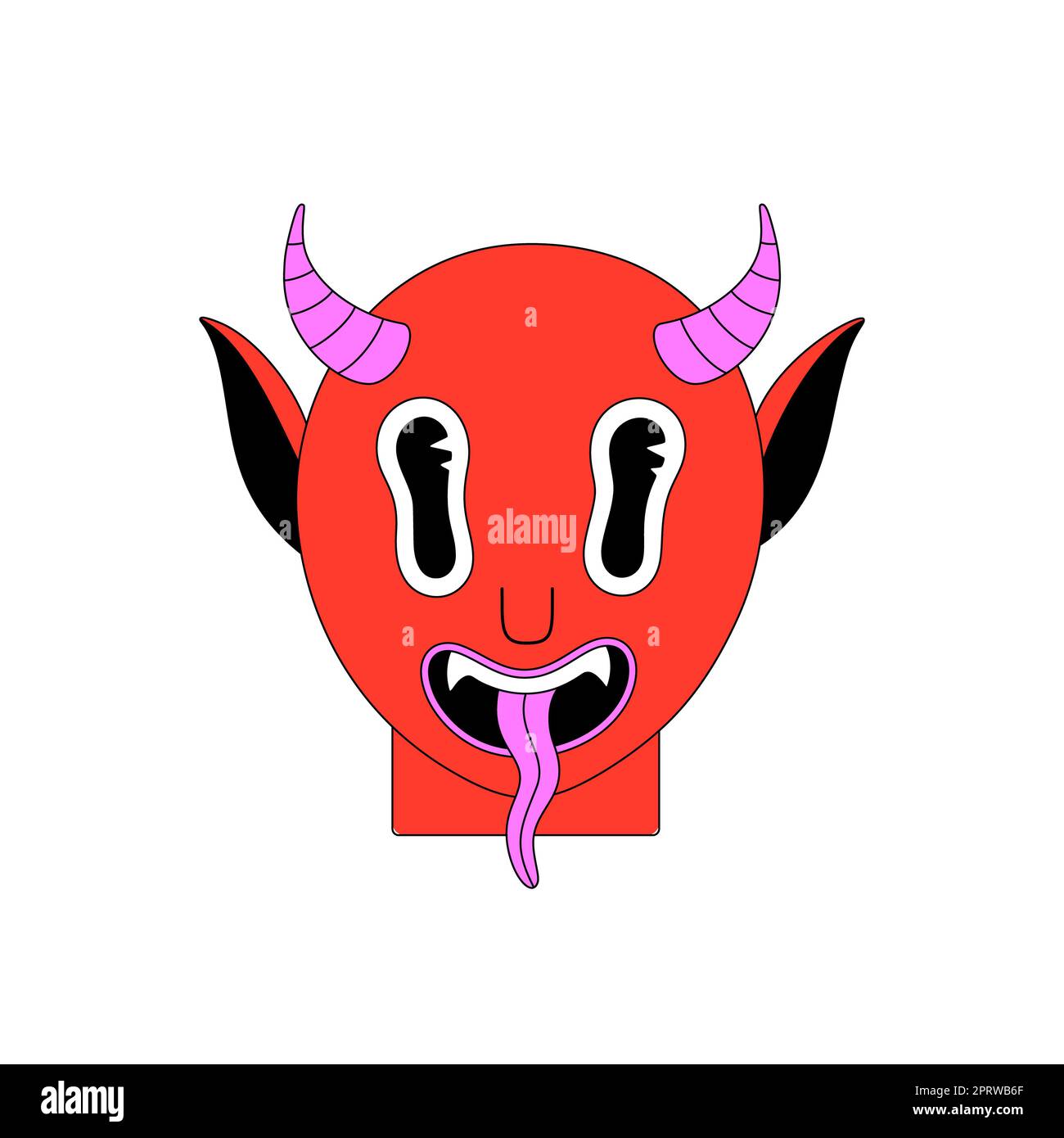 Red demon or devil. Halloween spooky cartoon character isolated on ...