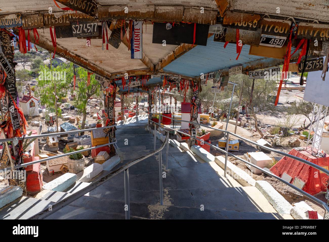 Stairs up to the shrine of the legendary folk-saint, Difunta Correa ...