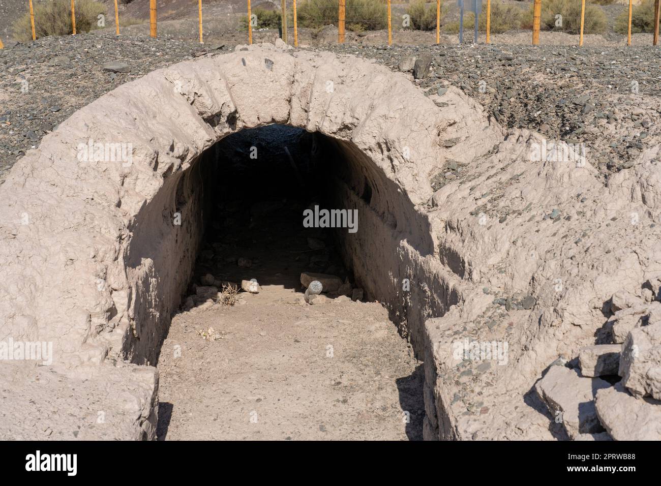 Adobe ruins of the old silver mill and smelter at Hilario in the ...