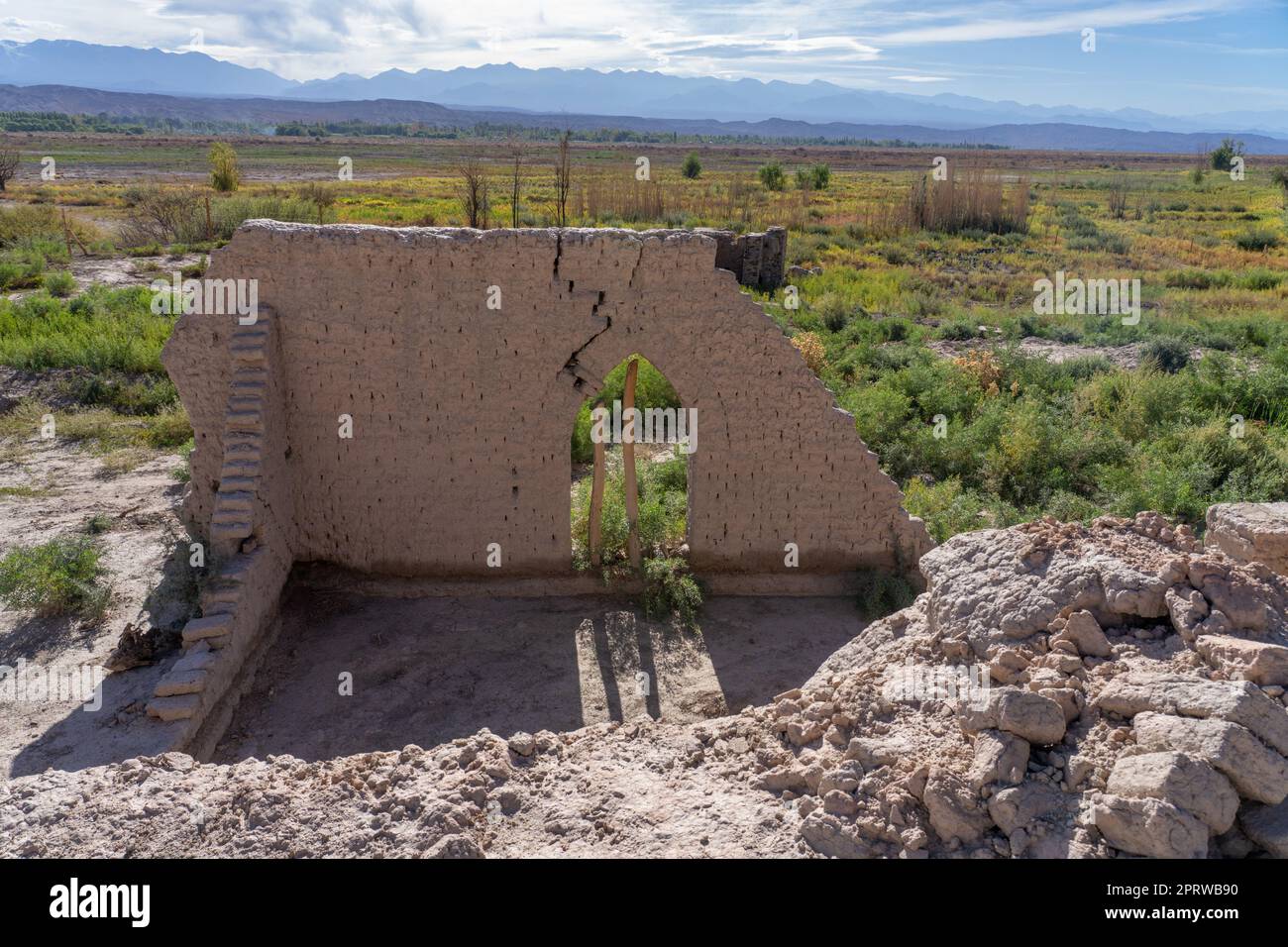 Adobe ruins of the old silver mill and smelter at Hilario in the ...