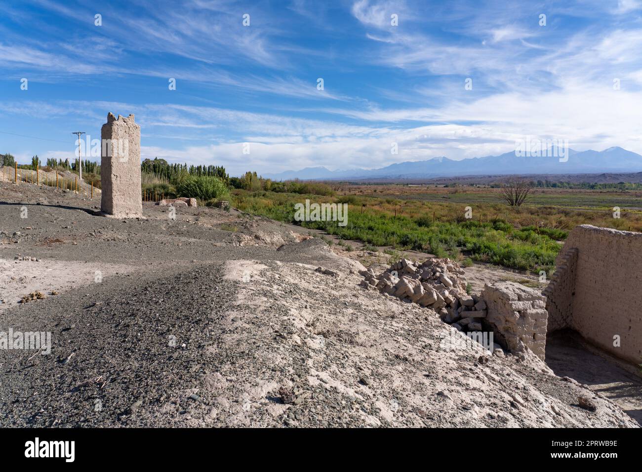 Adobe ruins of the old silver mill and smelter at Hilario in the ...