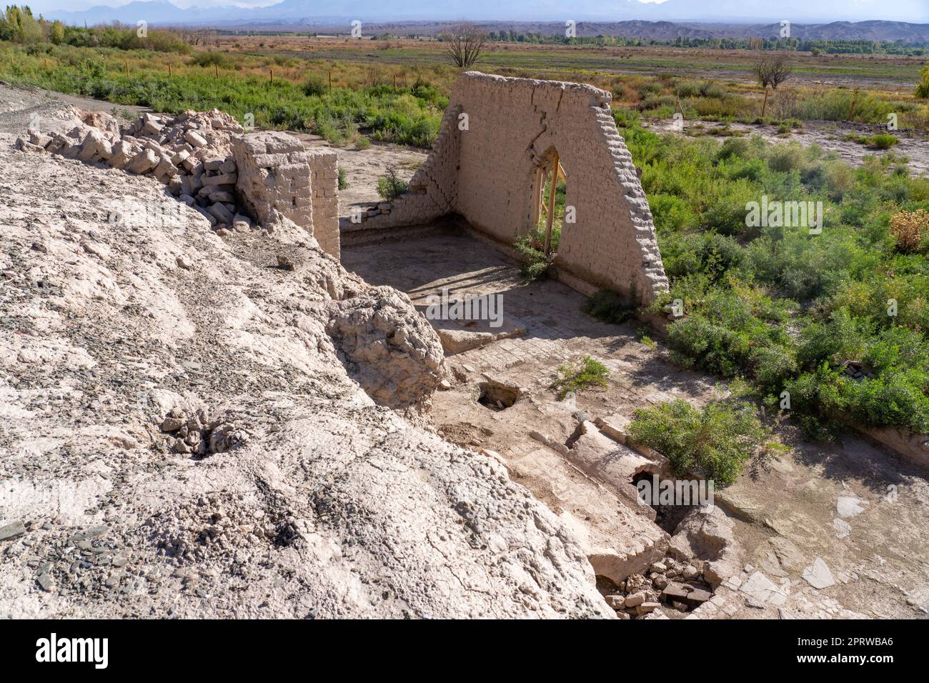 Adobe ruins of the old silver mill and smelter at Hilario in the ...