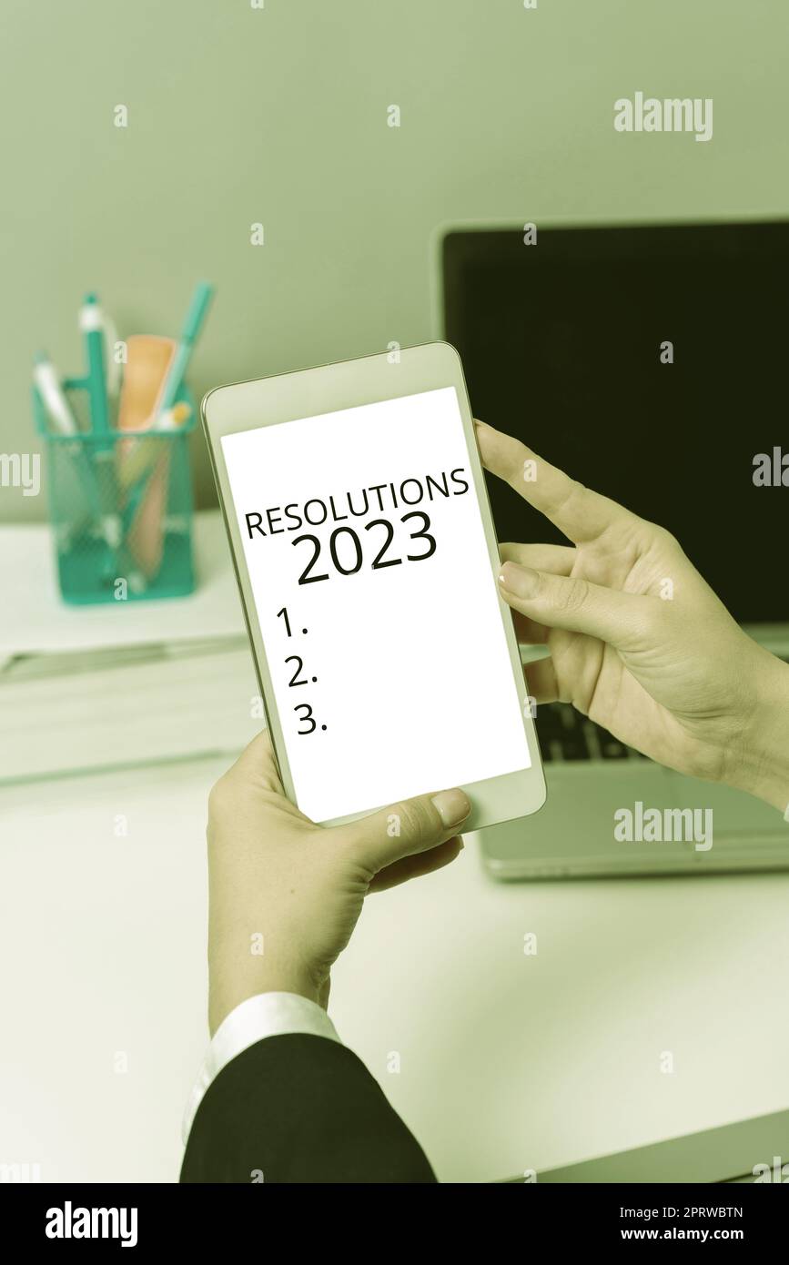 Text caption presenting Resolutions 2023list of things wishes to be ...