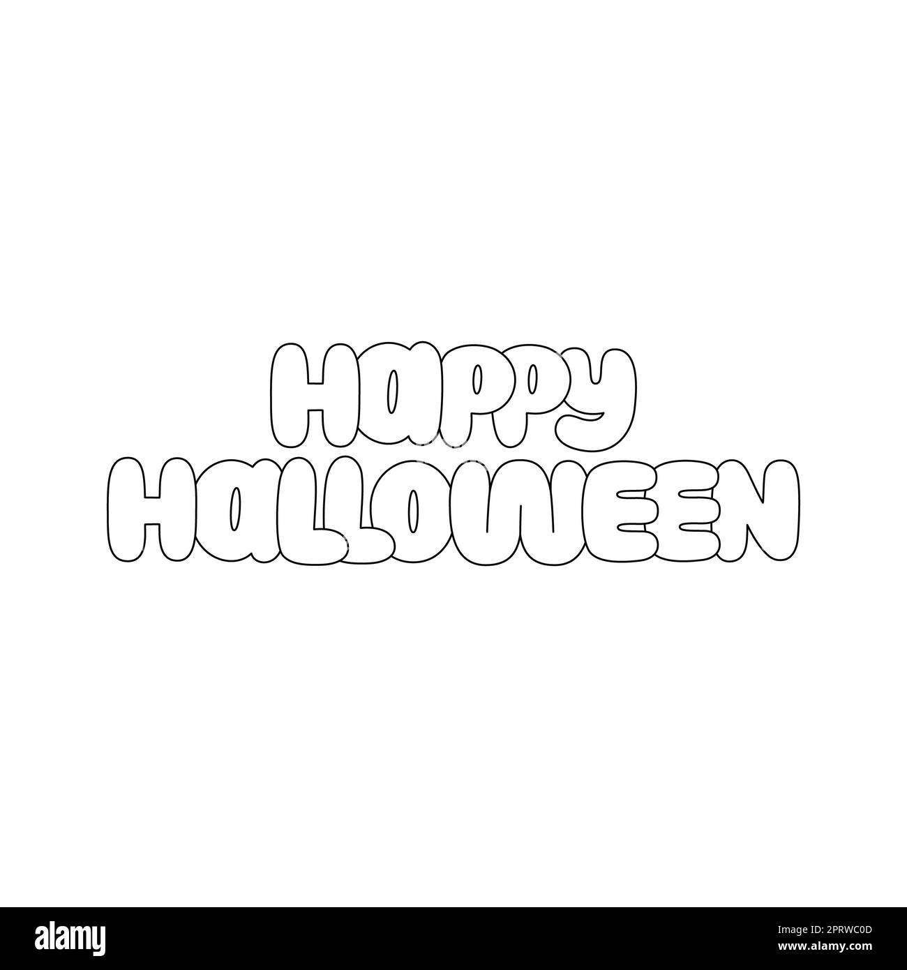 Happy Halloween. Black line lettering on white background. Vector ...