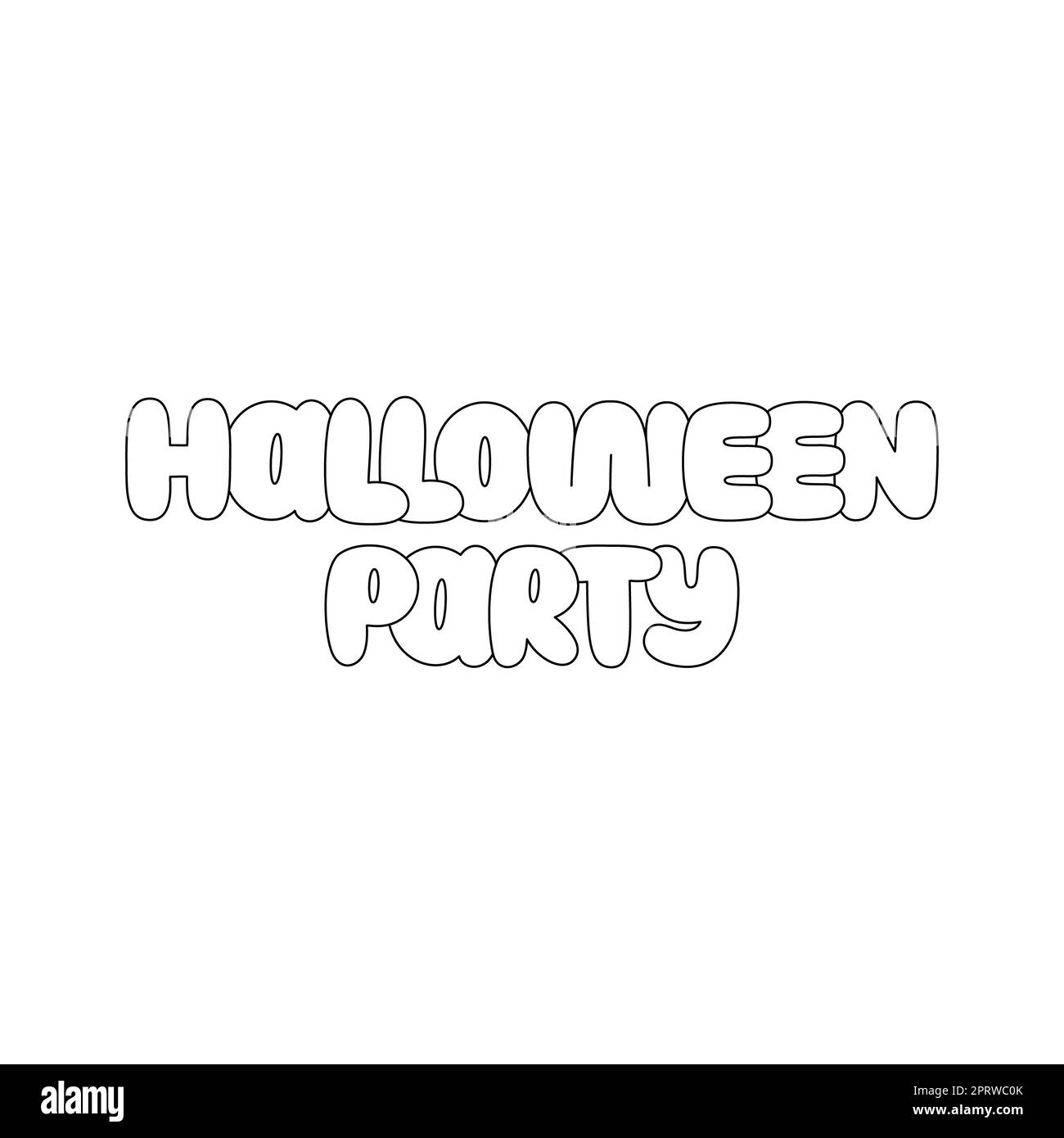 Halloween party. Black line lettering on white background. Vector ...