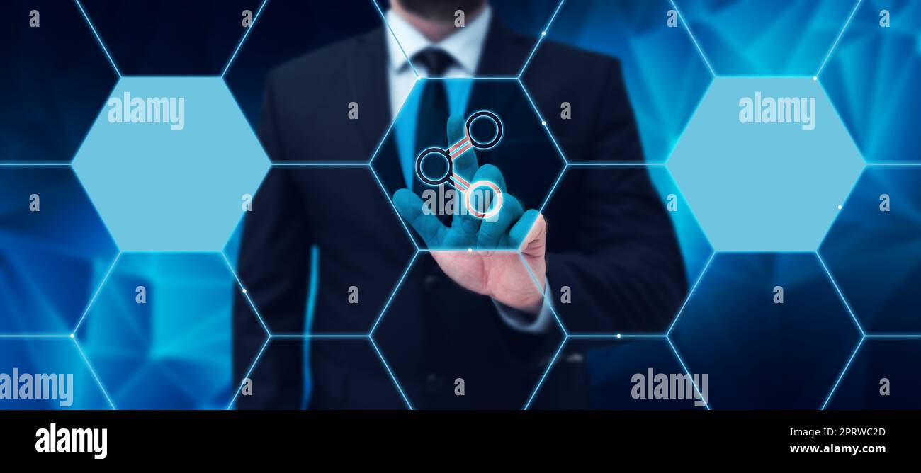 Business Man Presenting New Futuristic Growth Graphs Stock Photo - Alamy