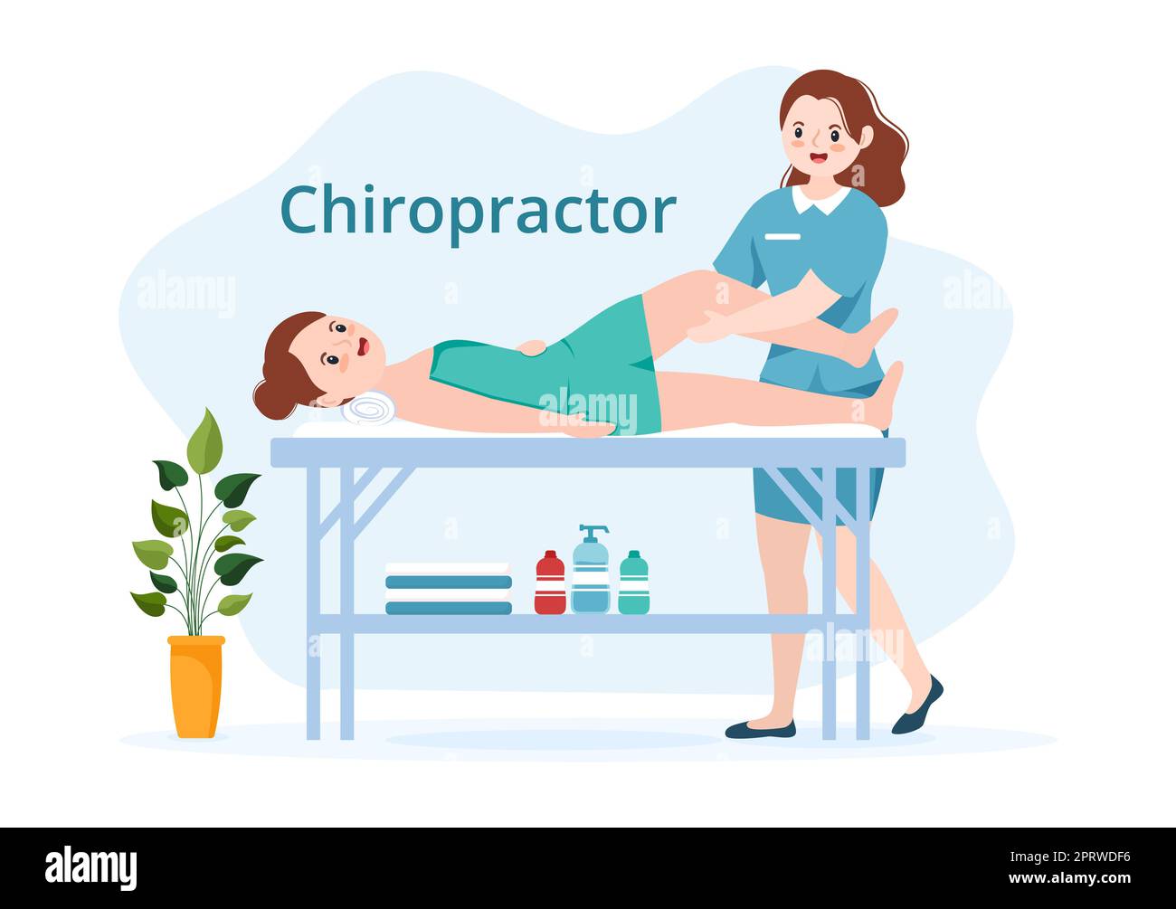 Chiropractor Flat Cartoon Hand Drawn Templates Illustration of Patient ...