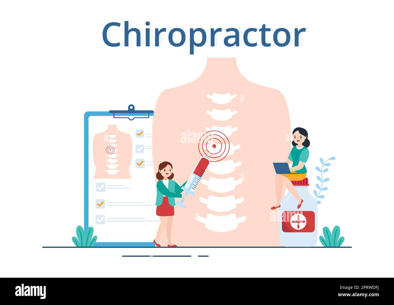 Chiropractor Flat Cartoon Hand Drawn Templates Illustration of Patient ...