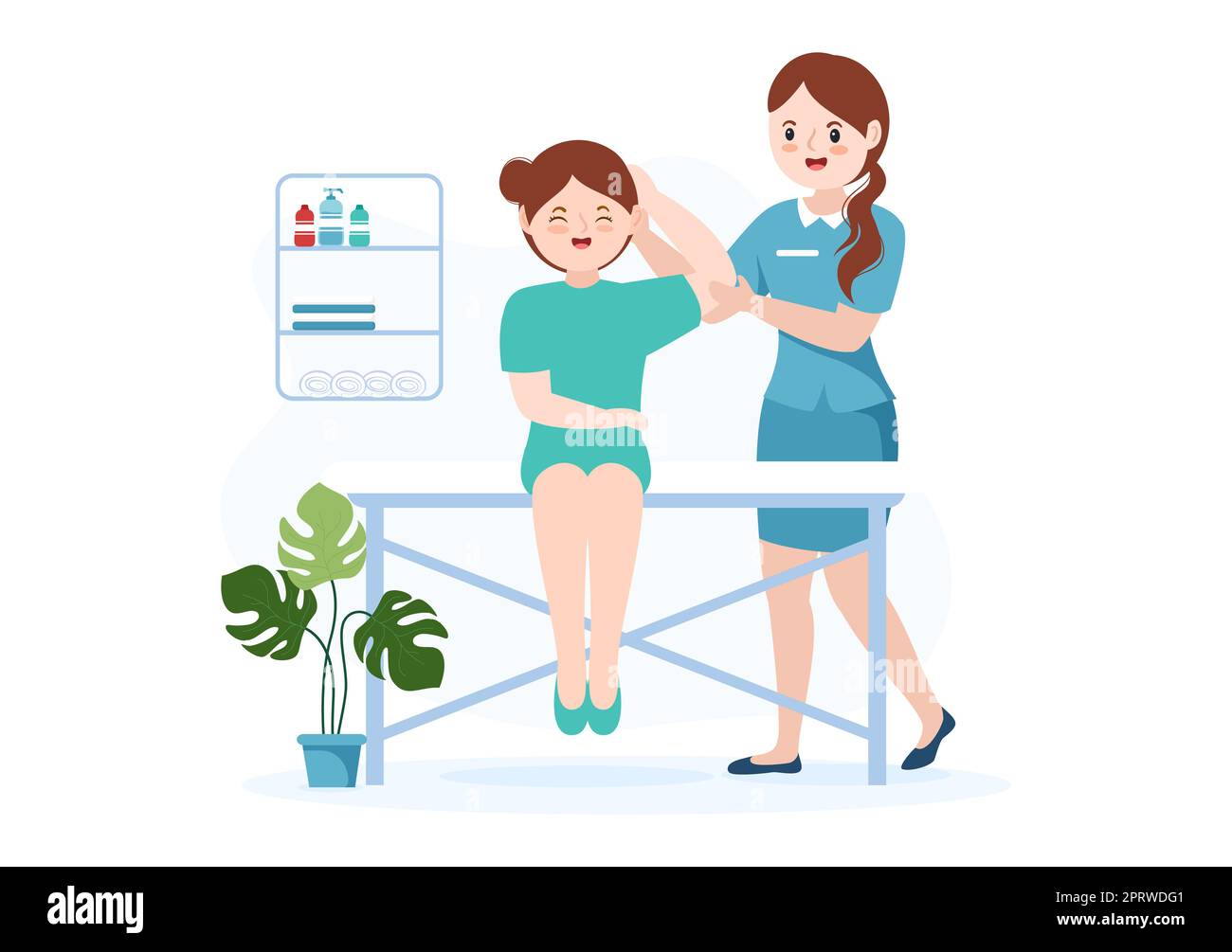 Chiropractor Flat Cartoon Hand Drawn Templates Illustration of Patient ...