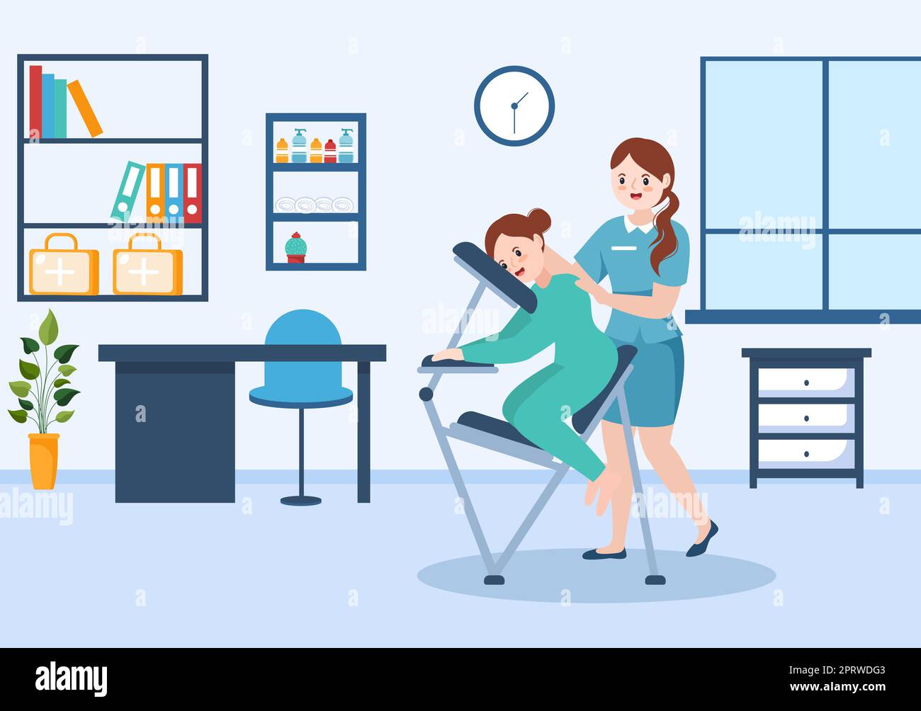 Chiropractor Flat Cartoon Hand Drawn Templates Illustration of Patient ...