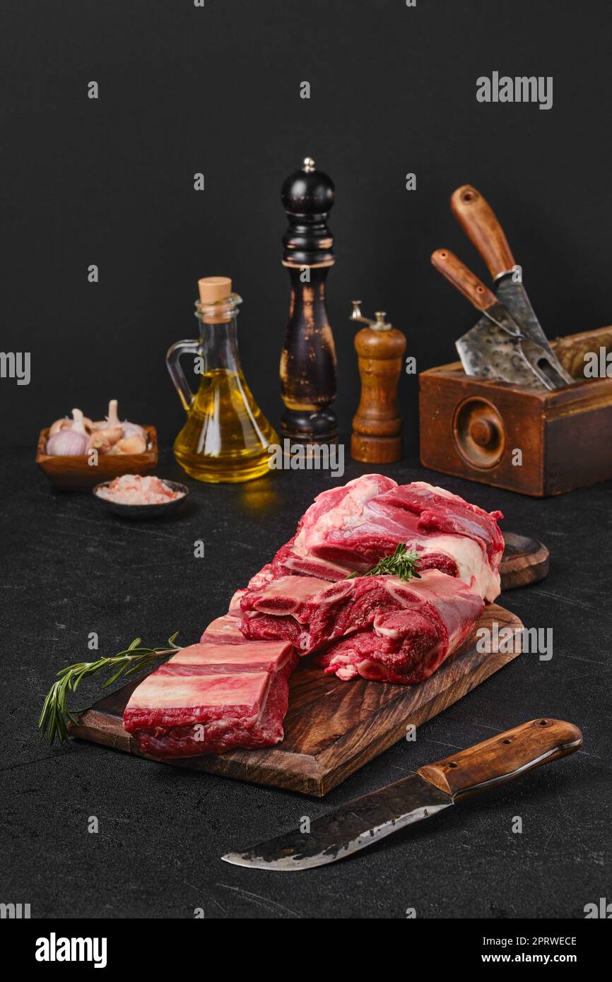 Raw fresh beef short ribs on cutting board Stock Photo - Alamy