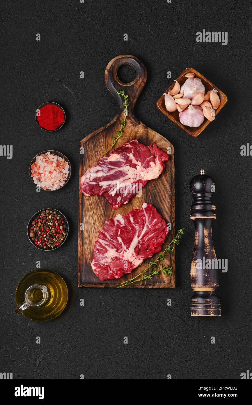 Raw fresh beef top blade steak Stock Photo - Alamy