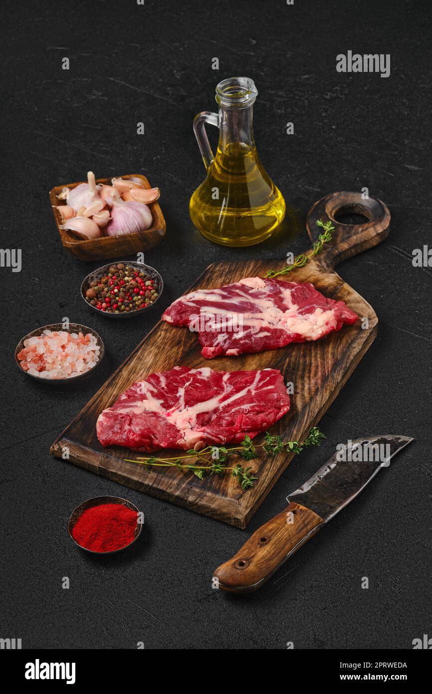 Raw fresh beef spider steak Stock Photo - Alamy