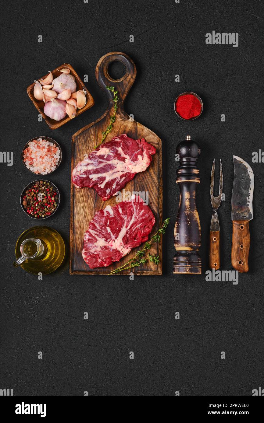 Raw fresh beef spider steak Stock Photo - Alamy