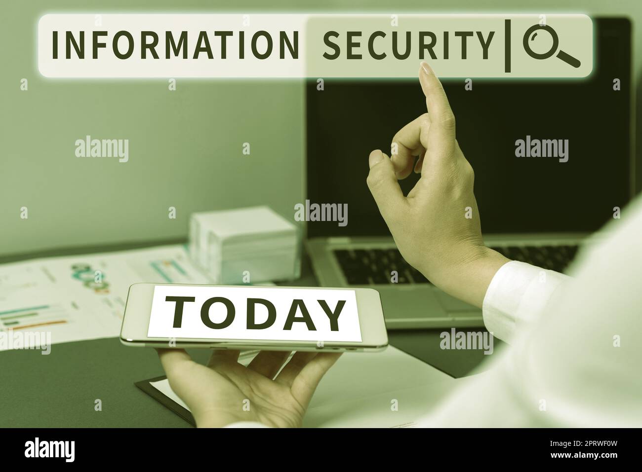 Text caption presenting Information Security, Concept meaning INFOSEC ...
