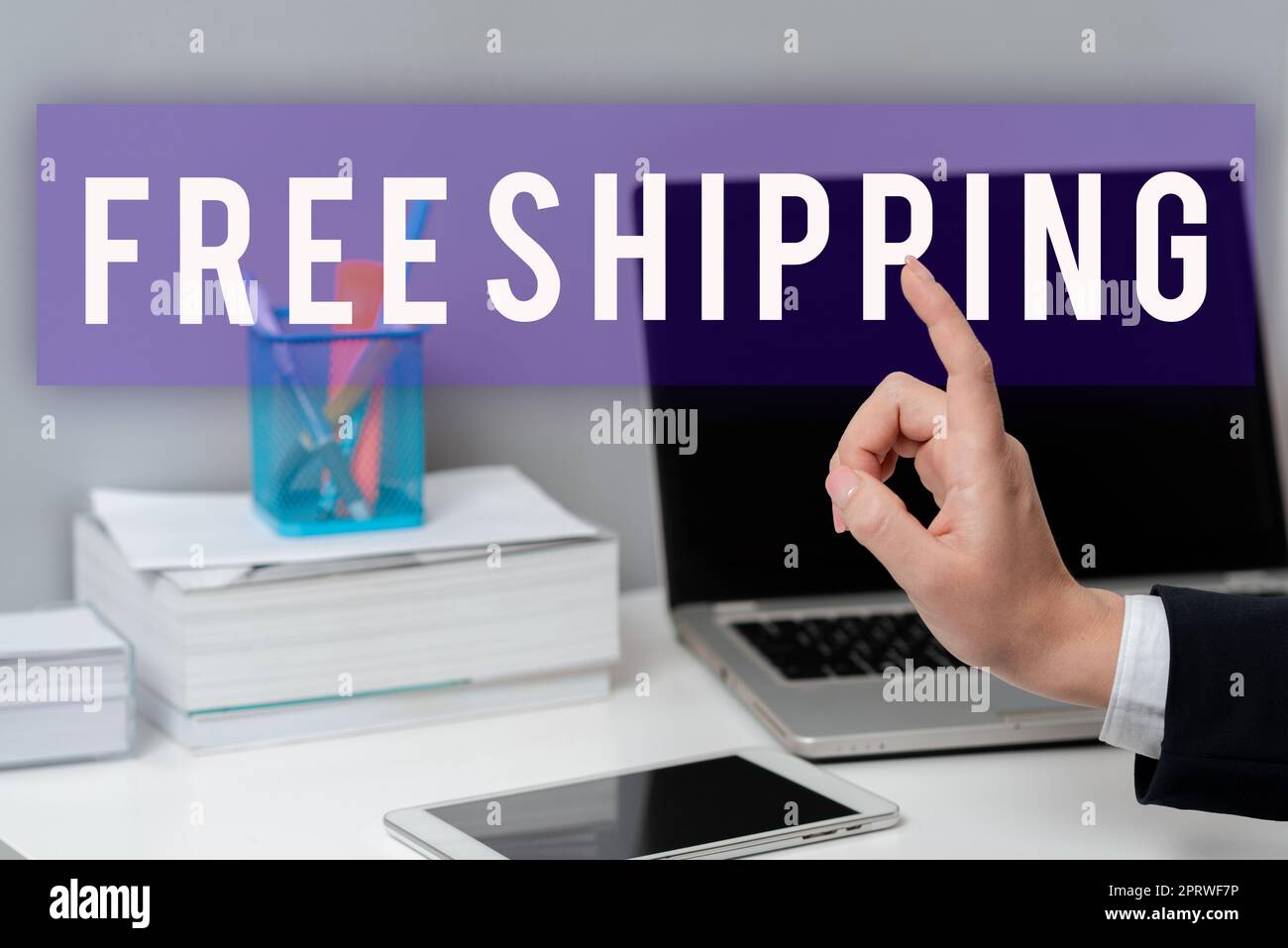 Hand writing sign Free Shipping, Business showcase Freight Cargo ...