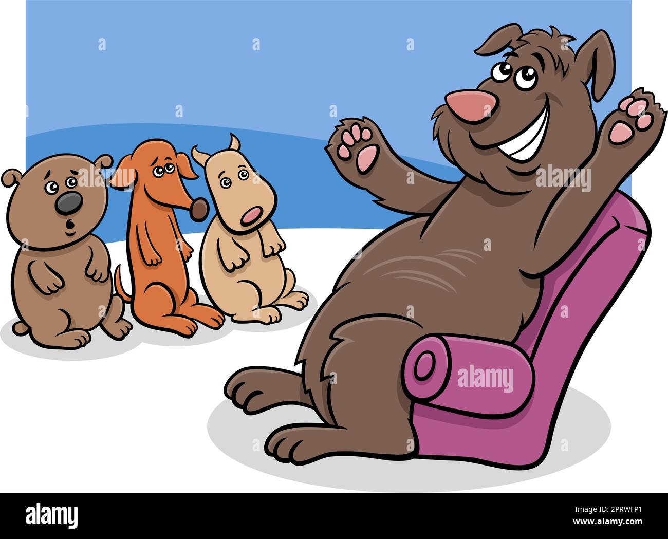 cartoon dog animal character telling a story to puppies Stock Vector ...