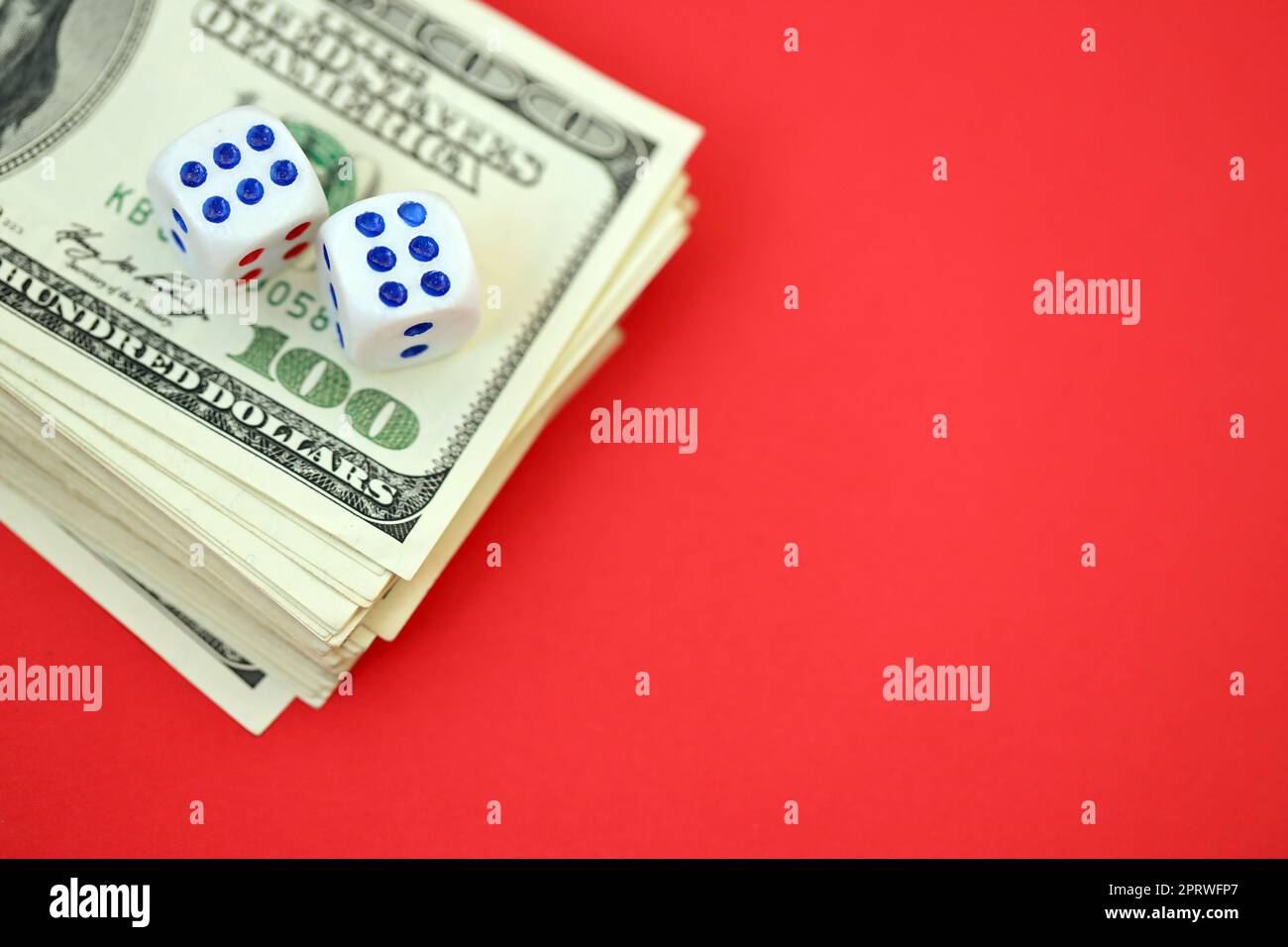 Money, finance and gambling concept. Close up on an American hundred US ...