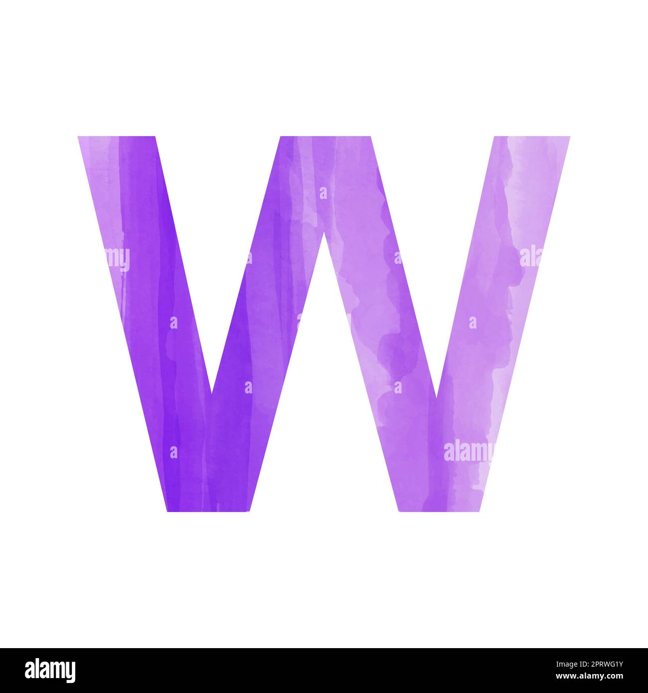 English alphabet, letter W painted with watercolor blue blue paints ...