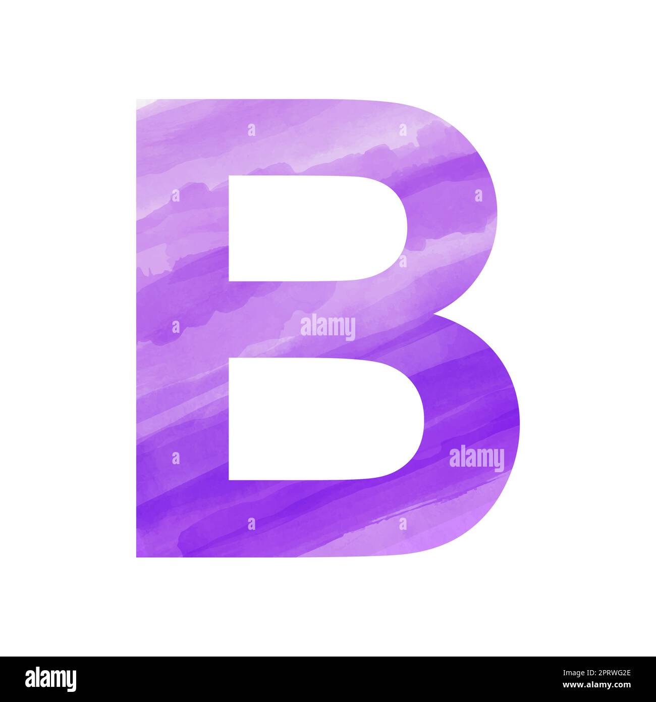English alphabet, letter B painted with watercolor blue blue paints ...