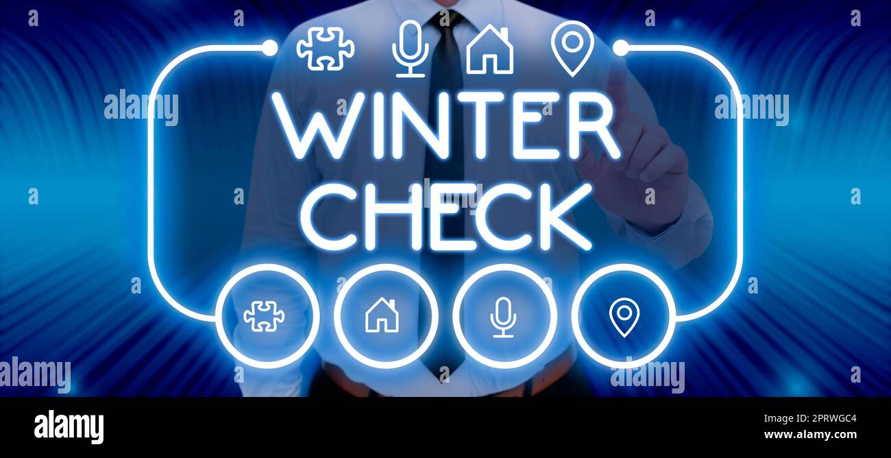 Text caption presenting Winter Check, Internet Concept Coldest Season ...