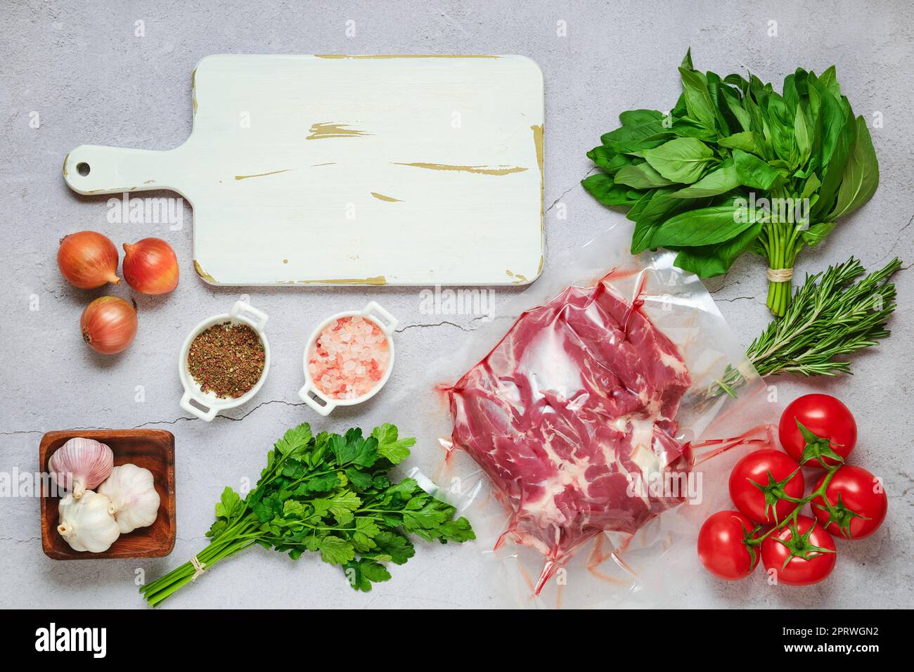 Vacuum sealed shoulder meat with ingredients Stock Photo - Alamy