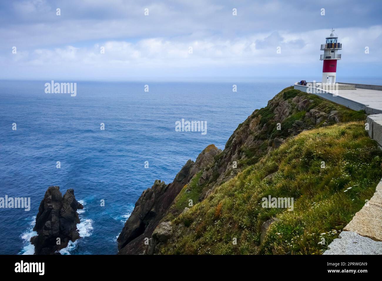 View of lighthouse, Cape Ortegal cliffs and atlantic ocean, Galicia ...