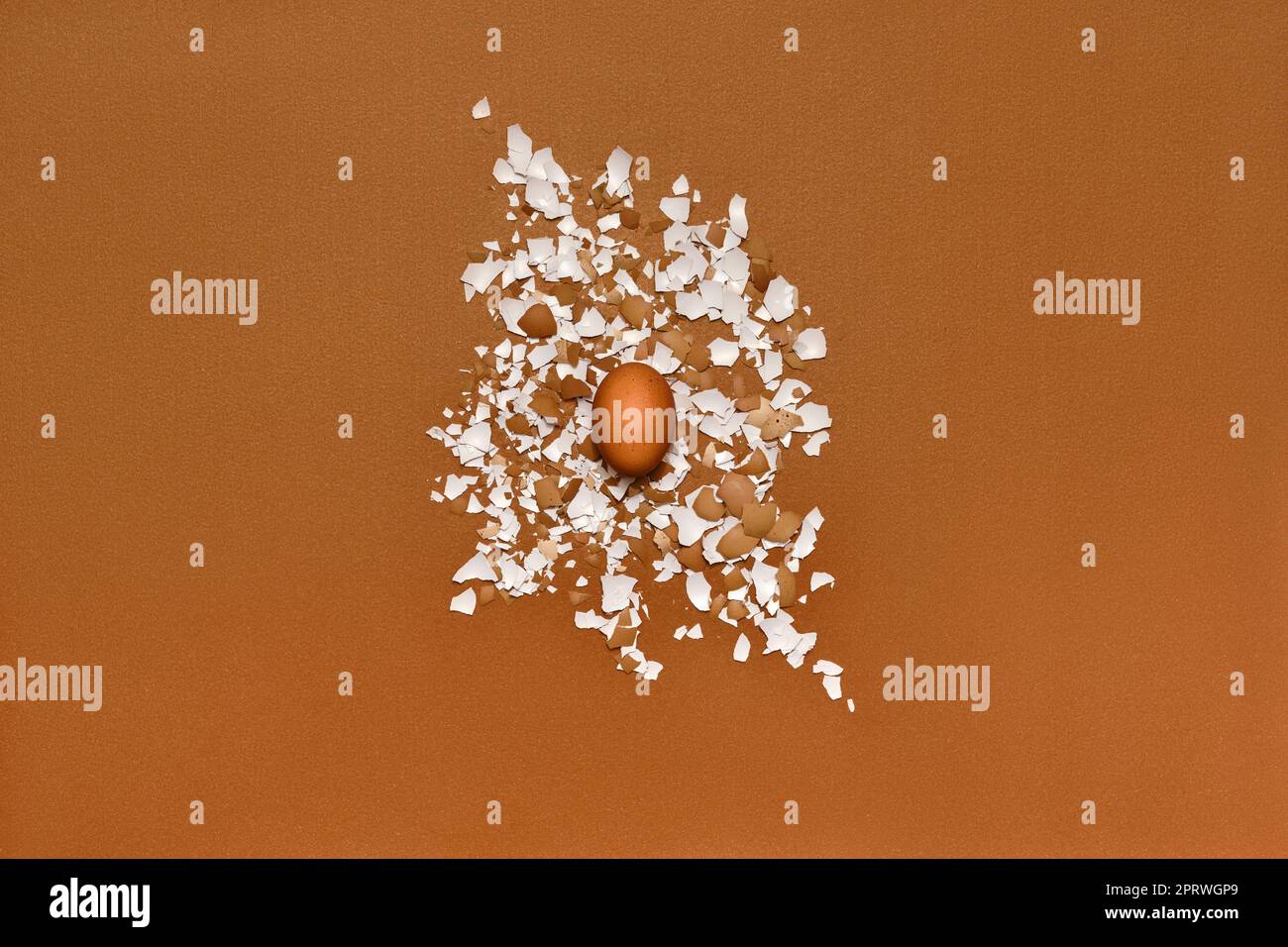 Whole egg and eggshell on brown background Stock Photo - Alamy