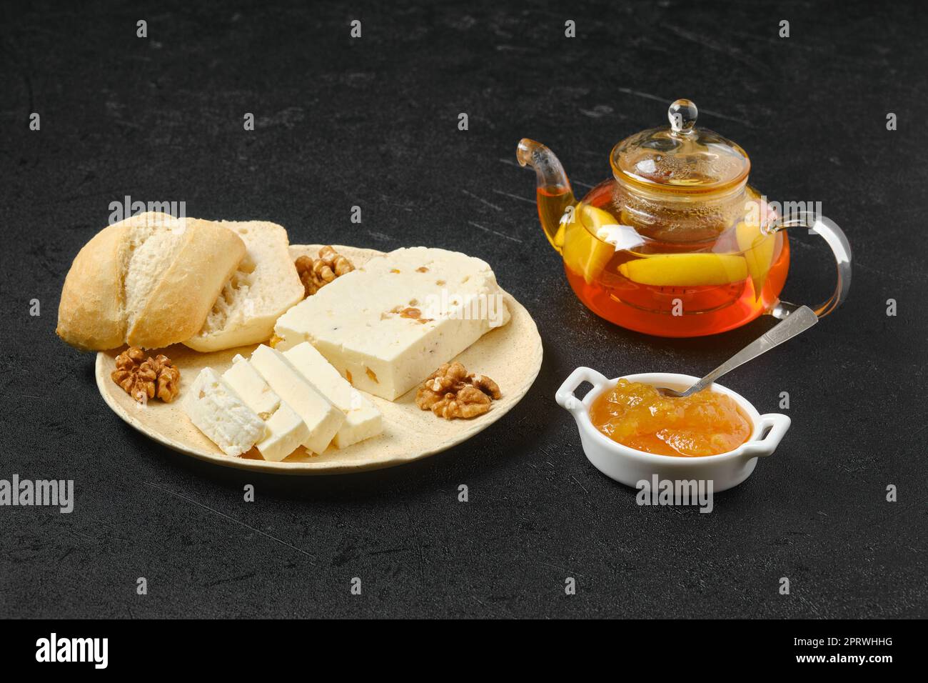 Homemade curd cheese with raisin and walnut Stock Photo - Alamy