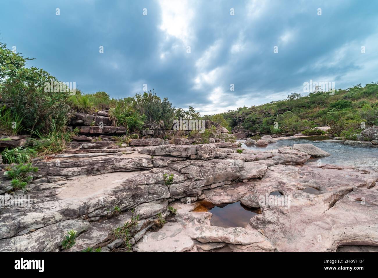 A mountain river flows through rocks in South America Stock Photo - Alamy