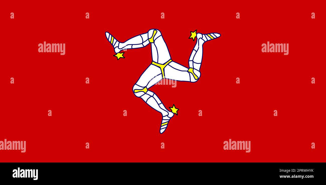 The flag of the Isle Of Man a self-governing British Crown dependency ...