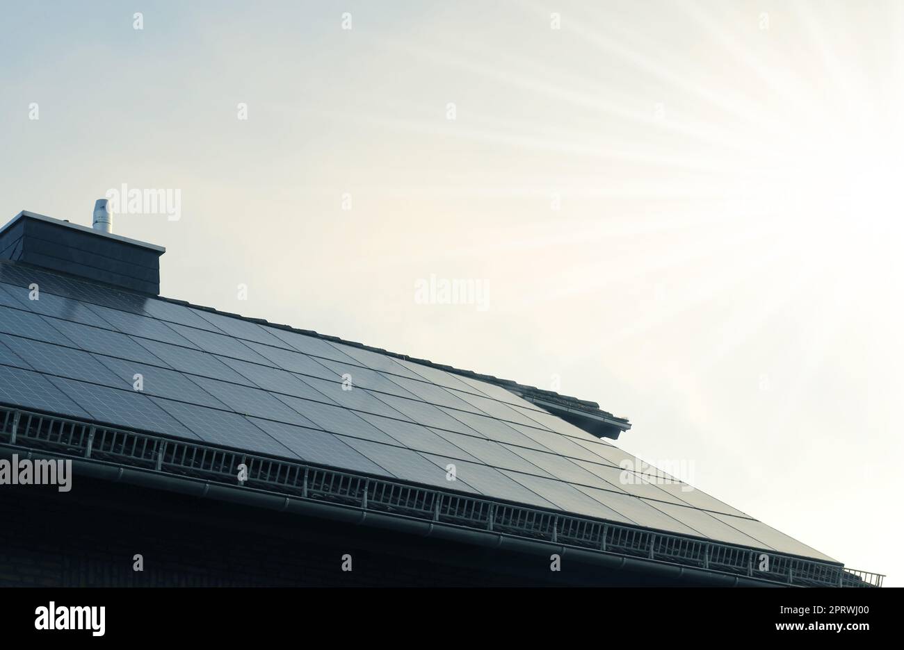 Solar panels on a roof, alternative energy, zero emission, sun power ...