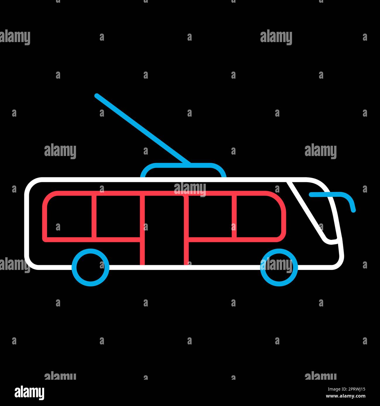 Trolley or trolleybus flat vector isolated on black background icon ...