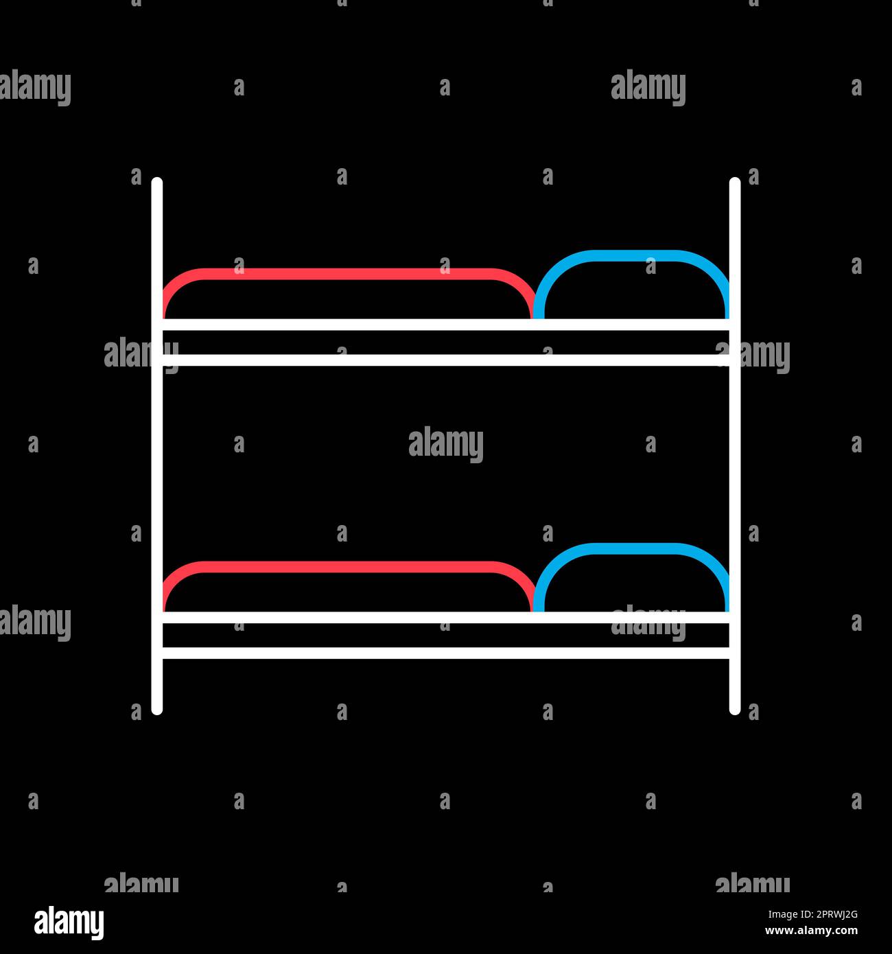 Bunk bed flat vector isolated on black background icon. Graph symbol ...