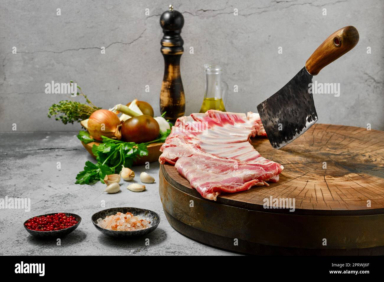 Uncooked lamb flap ribs with ingredients Stock Photo - Alamy