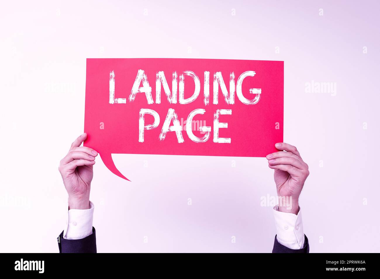Writing displaying text Landing Page. Concept meaning Website accessed by clicking a link on ...