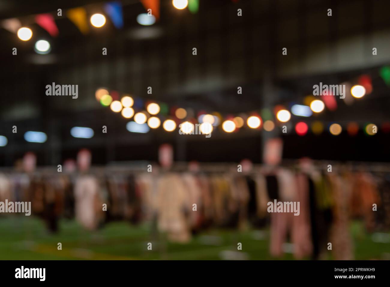blurred image of night market festival people walking on road with ...