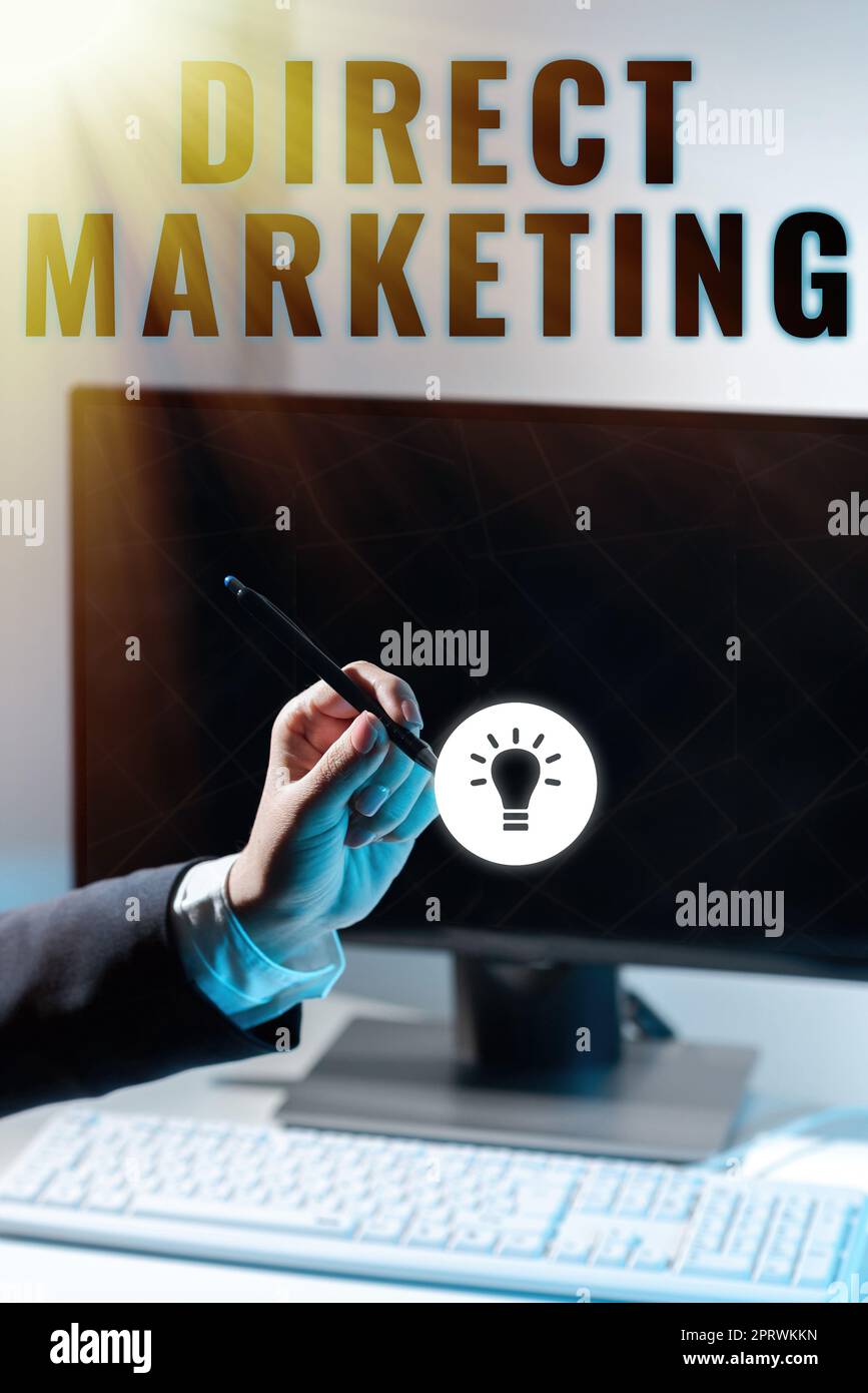Handwriting text Direct Marketingbusiness of selling products or ...
