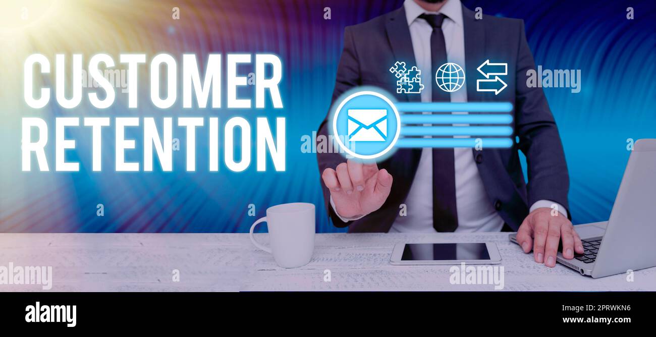 Text showing inspiration Customer RetentionKeeping loyal customers ...