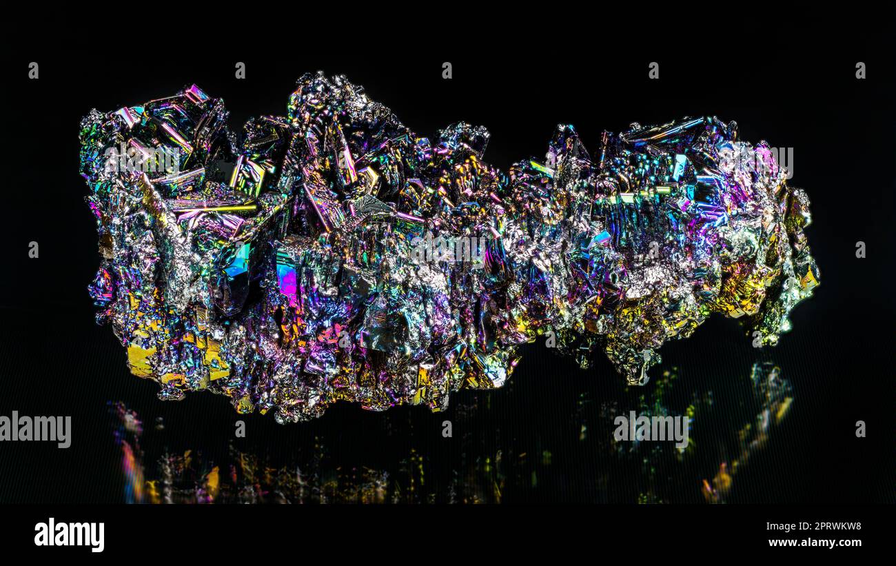 Beautiful colored silicon carbide mineral crystals with reflection on ...