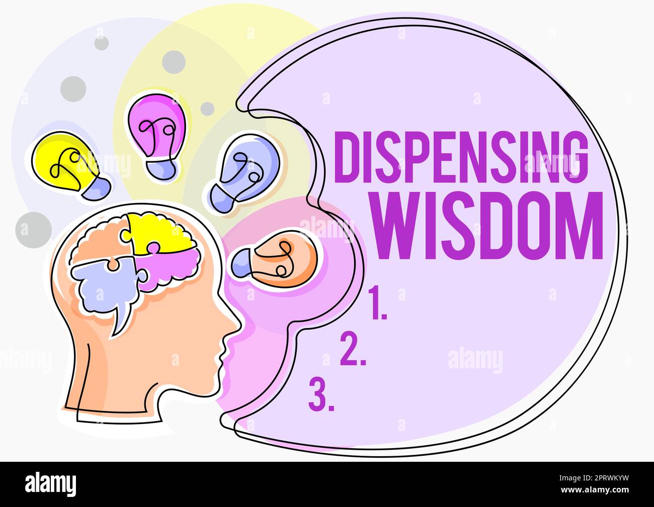 Text caption presenting Dispensing WisdomGiving intellectual facts on ...
