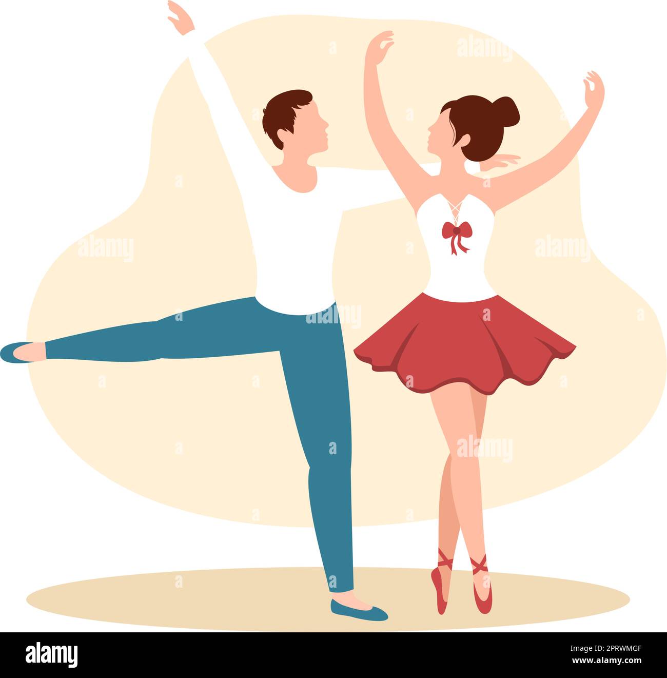Ballet Template Hand Drawn Cartoon Flat Illustration Couple Ballerina ...