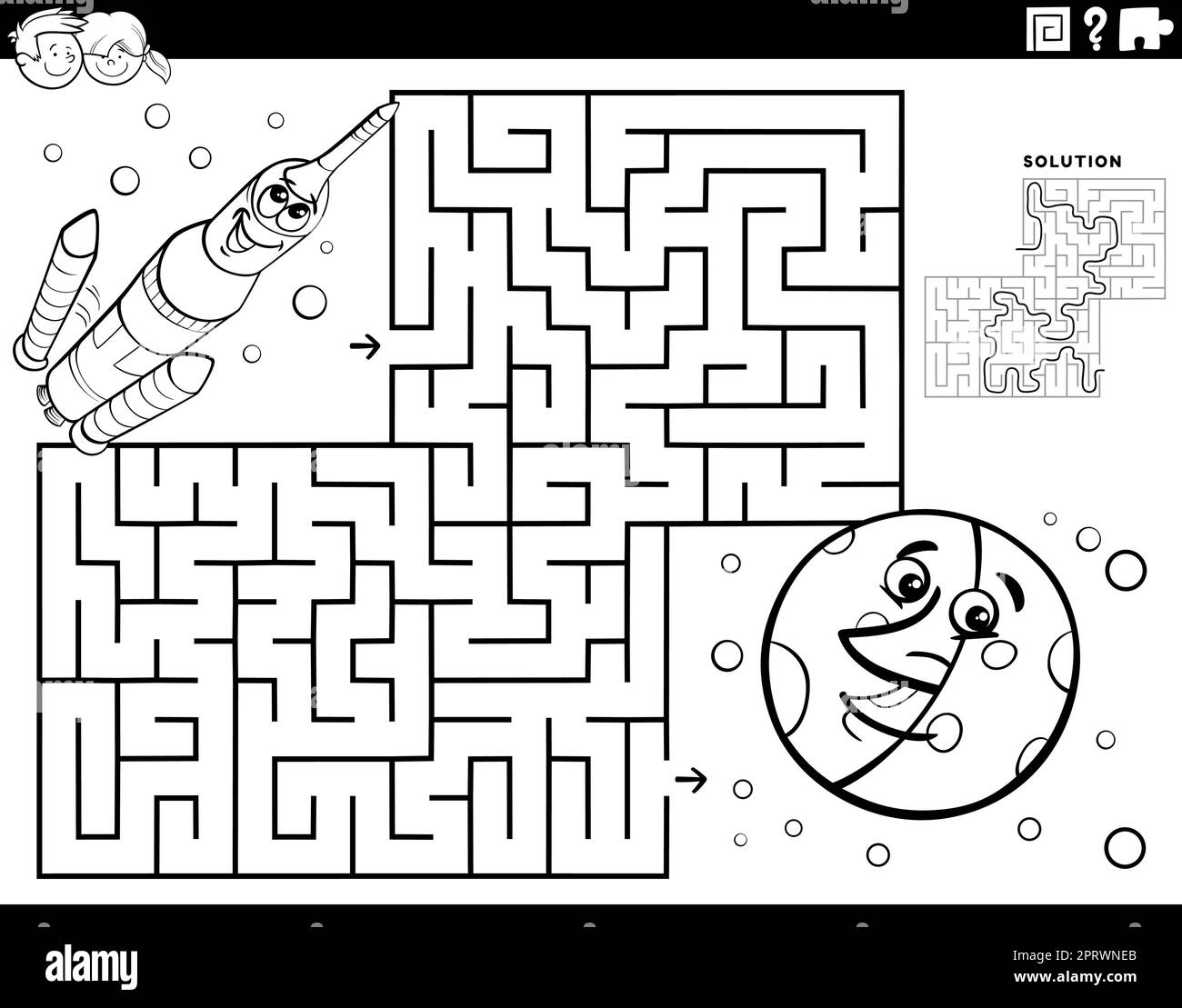 Rocket coloring page for preschool hi-res stock photography and images ...