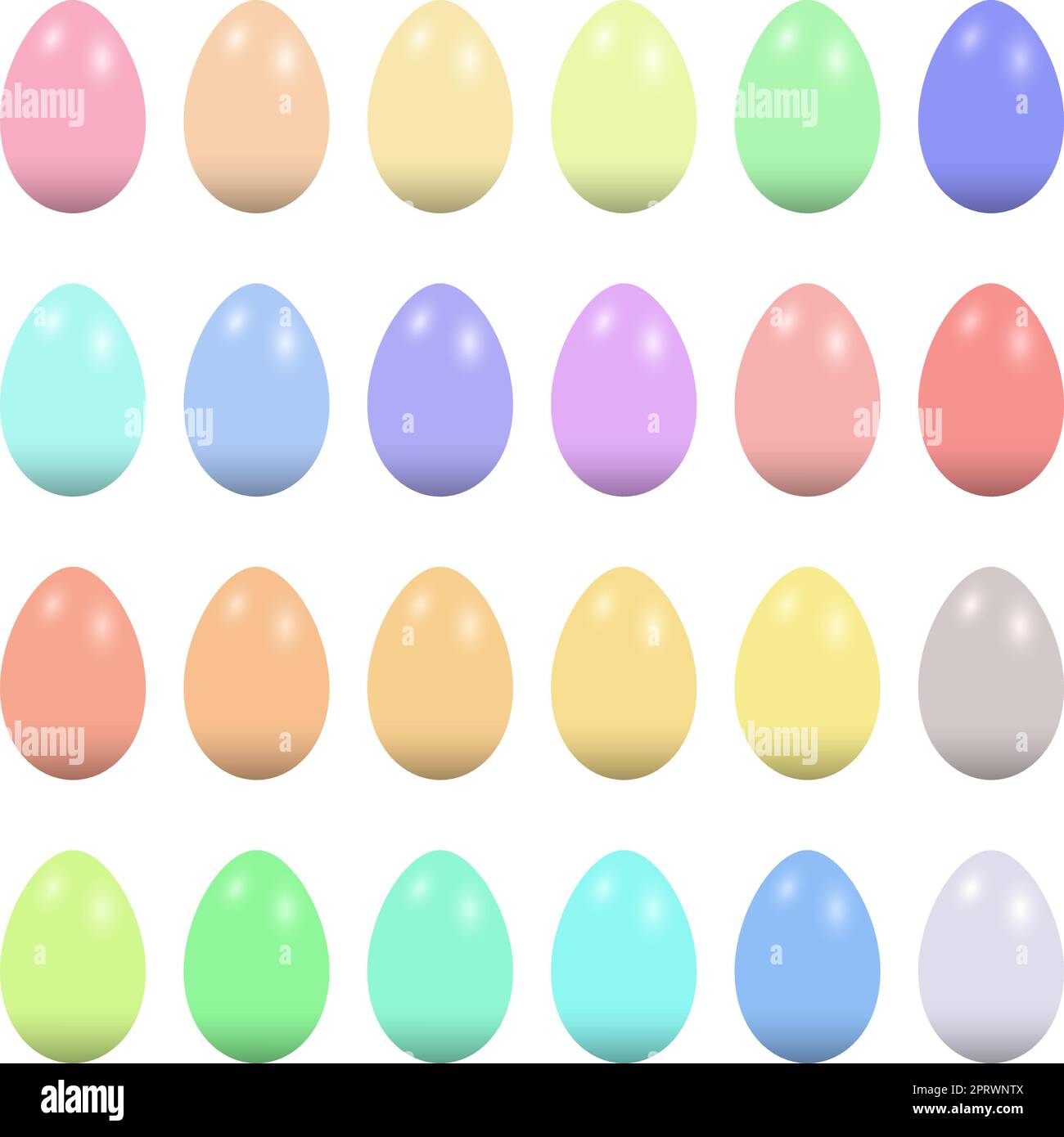 Easter Egg vector set. Pastel Colored eggs on white isolated background ...