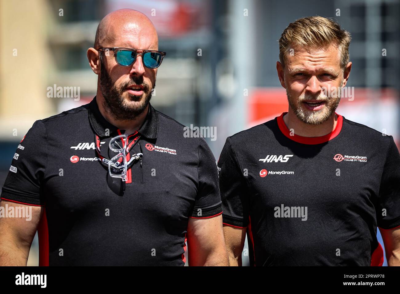 Baku, Azerbaijan. 27th Apr, 2023. (L to R): Stuart Morrison (GBR) Haas ...