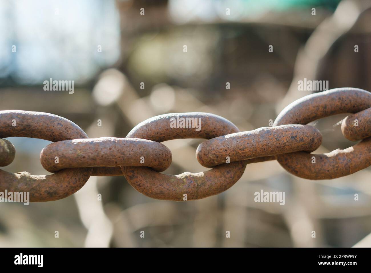 Old rusty metal chain outdoors. Large chain links Stock Photo - Alamy